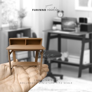 Computer Desk Miniature Furniture 3D MODEL 1:12, Dollhouse Miniature ...