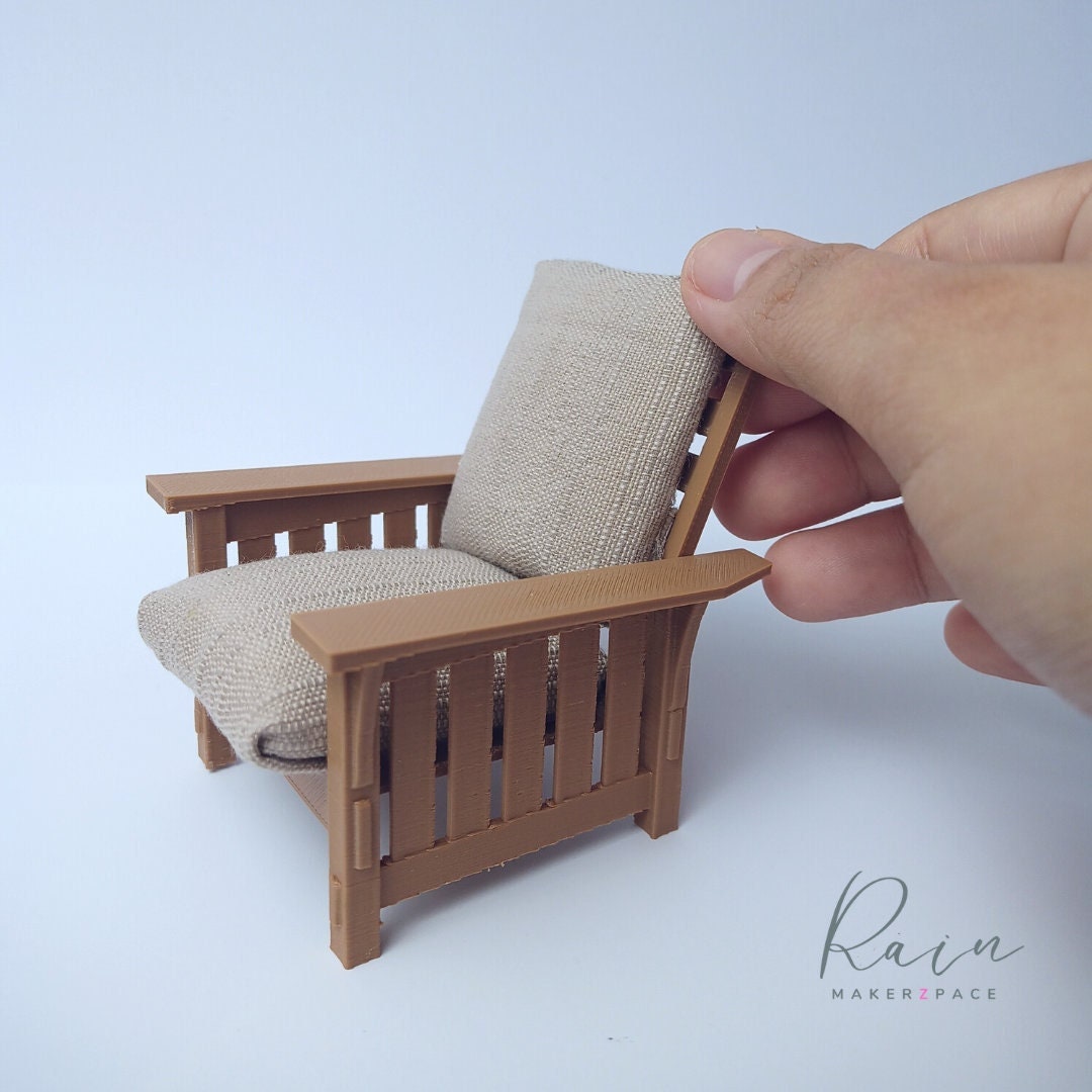 Reclining Morris Chair Dollhouse Miniature, Morris Chair 3D Miniature ...