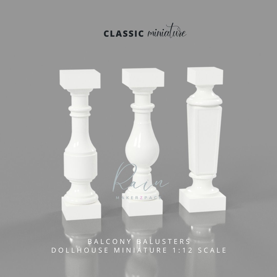 Miniature Balcony Balusters for Dollhouse - 3 Designs, Dollhouse ...