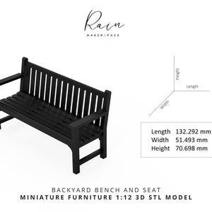 Charming Miniature Backyard Bench and Seat - 2pcs 3D STL File for 1:12 ...