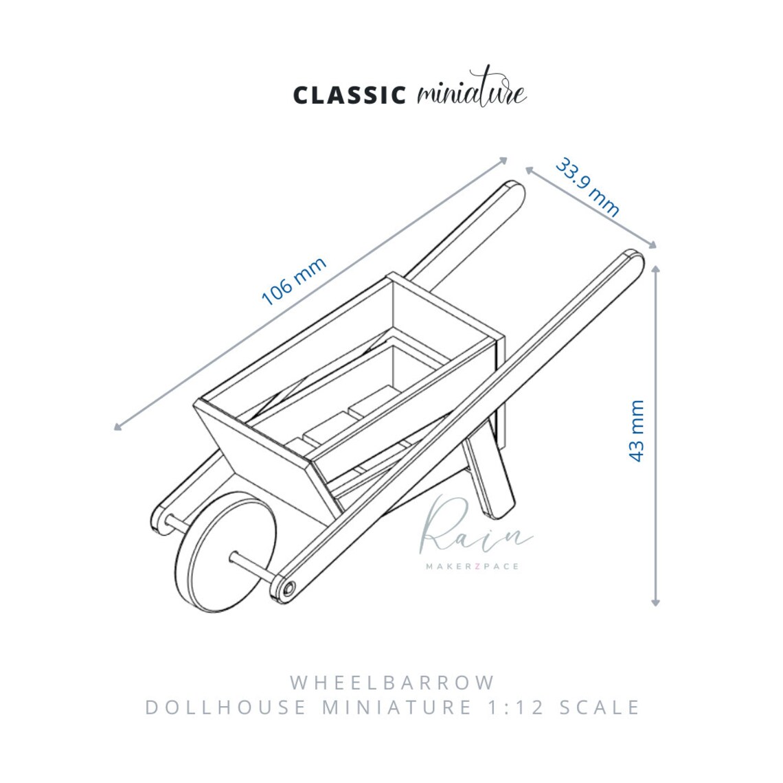 Wheelbarrow Miniature for Dollhouse Miniature Wheelbarrow - Etsy