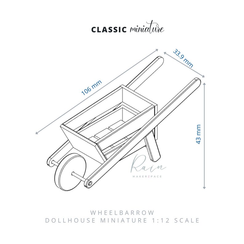 Wheelbarrow Miniature for Dollhouse Miniature Wheelbarrow - Etsy