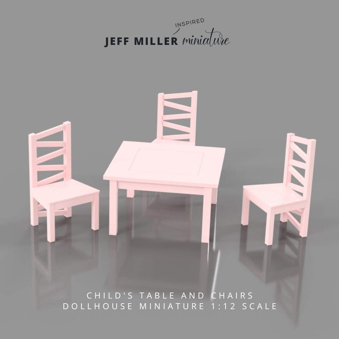 Miniature Child's Table and Chair Set for Dollhouse, Miniature Table ...