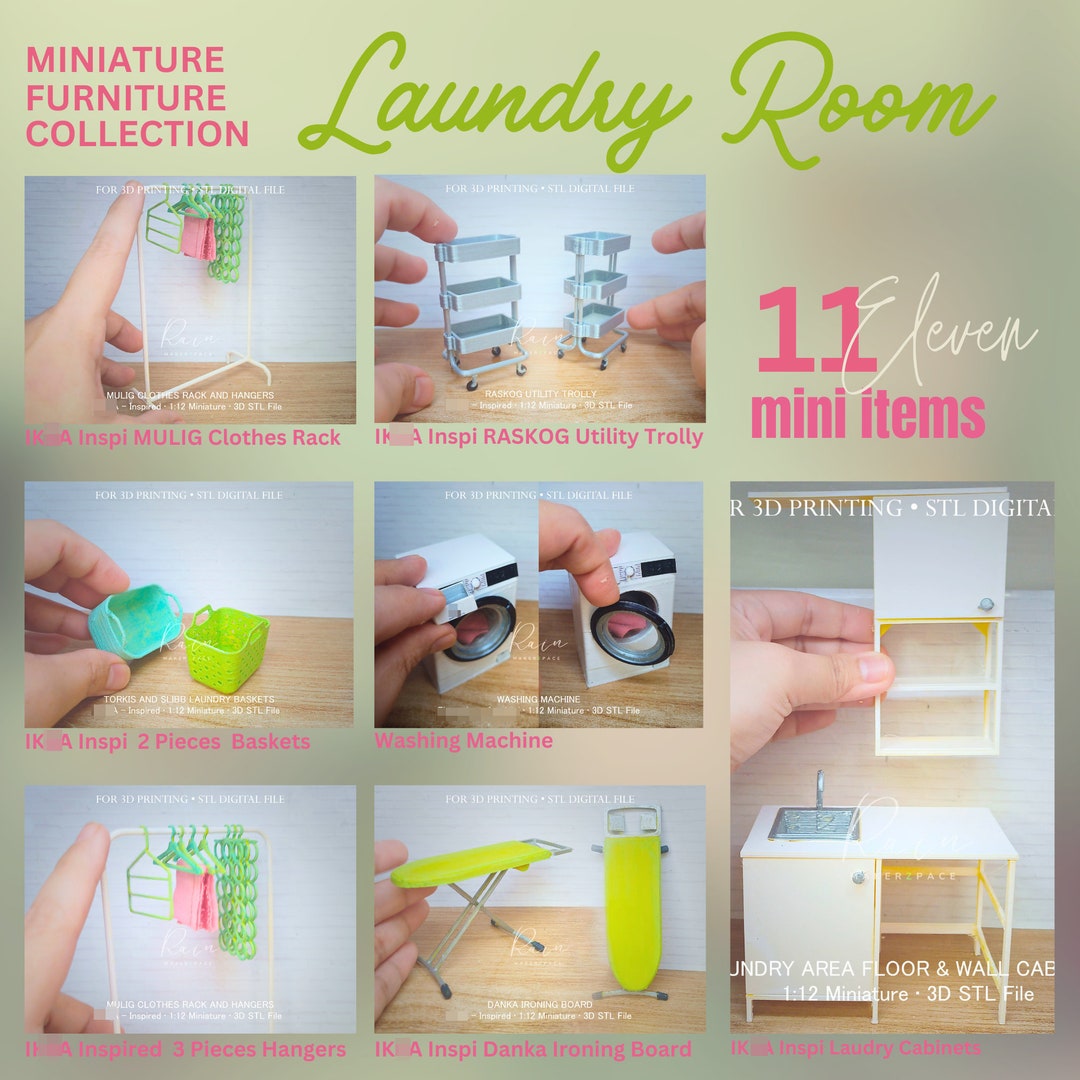Miniature Laundry Room Miniature Furniture Collection | 11 Miniature ...