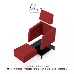 Square Arm Chair Miniature Furniture, Dollhouse Armchair, Mini Armchair ...