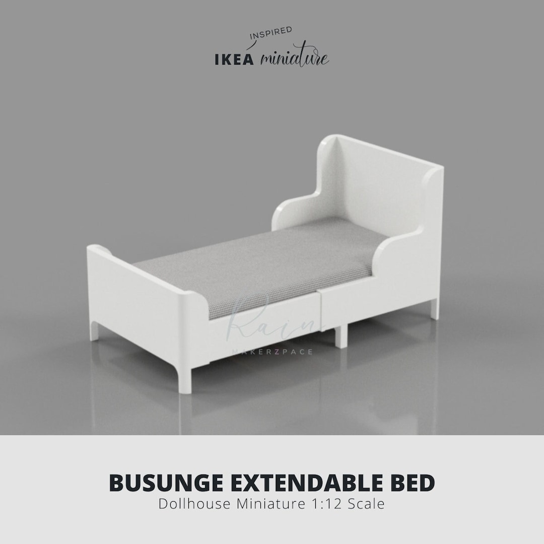 Miniature Ikea-inspired Busunge Extendable Bed 1:12, IKEA Dollhouse ...