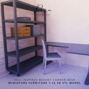 Miniature Ikea-inspired BEKANT Corner Desk - 1:12 Scale - 3D CAD Model ...