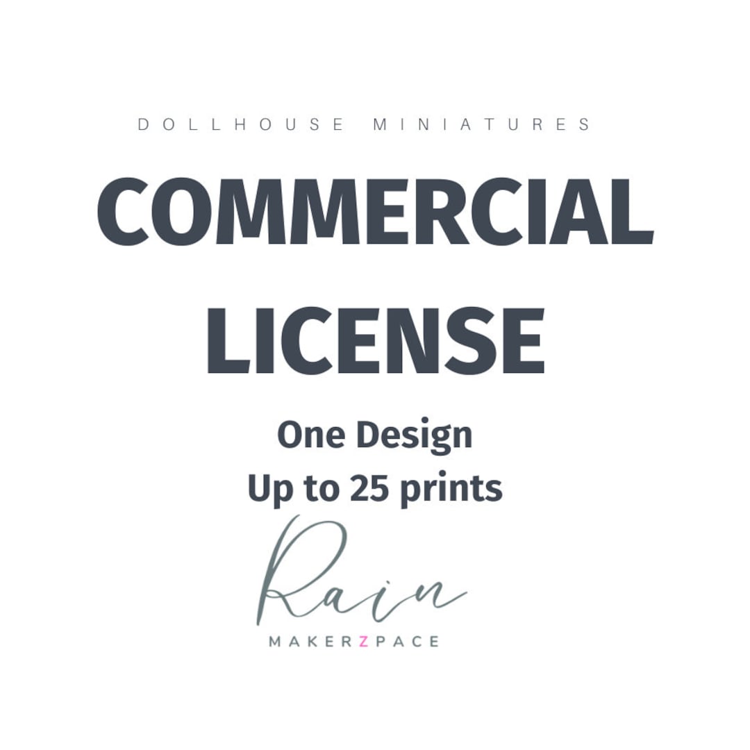 Commerical License | 3D STL File, 1 Design, up to 25 Prints - Etsy