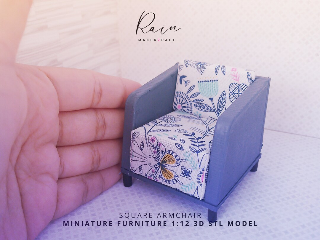 Square Arm Chair Miniature Furniture, Dollhouse Armchair, Mini Armchair ...