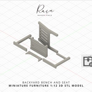Charming Miniature Backyard Bench and Seat - 2pcs 3D STL File for 1:12 ...