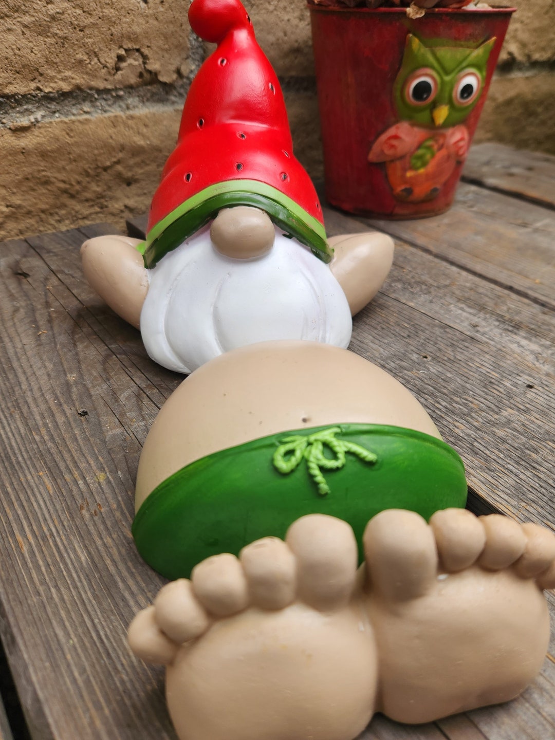 Colorful Laying Down Gnome Statue Yard Art Home Decor - Etsy