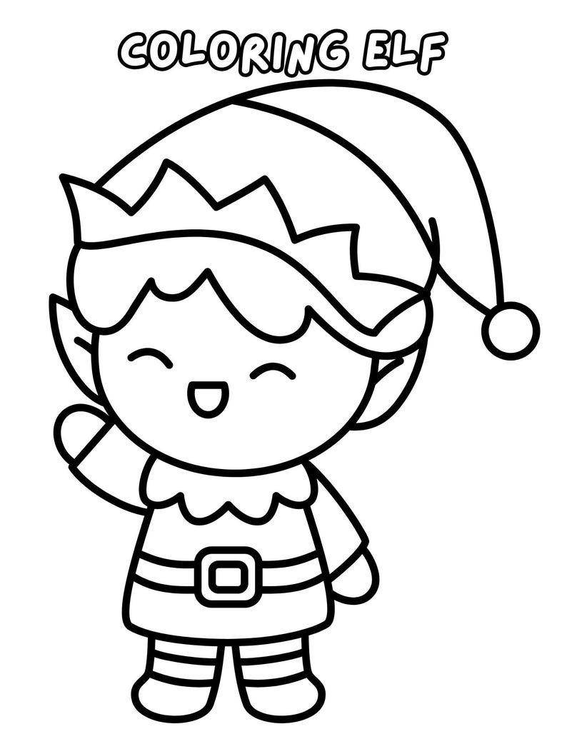 Pagina da colorare elfo di Natale - Etsy Italia