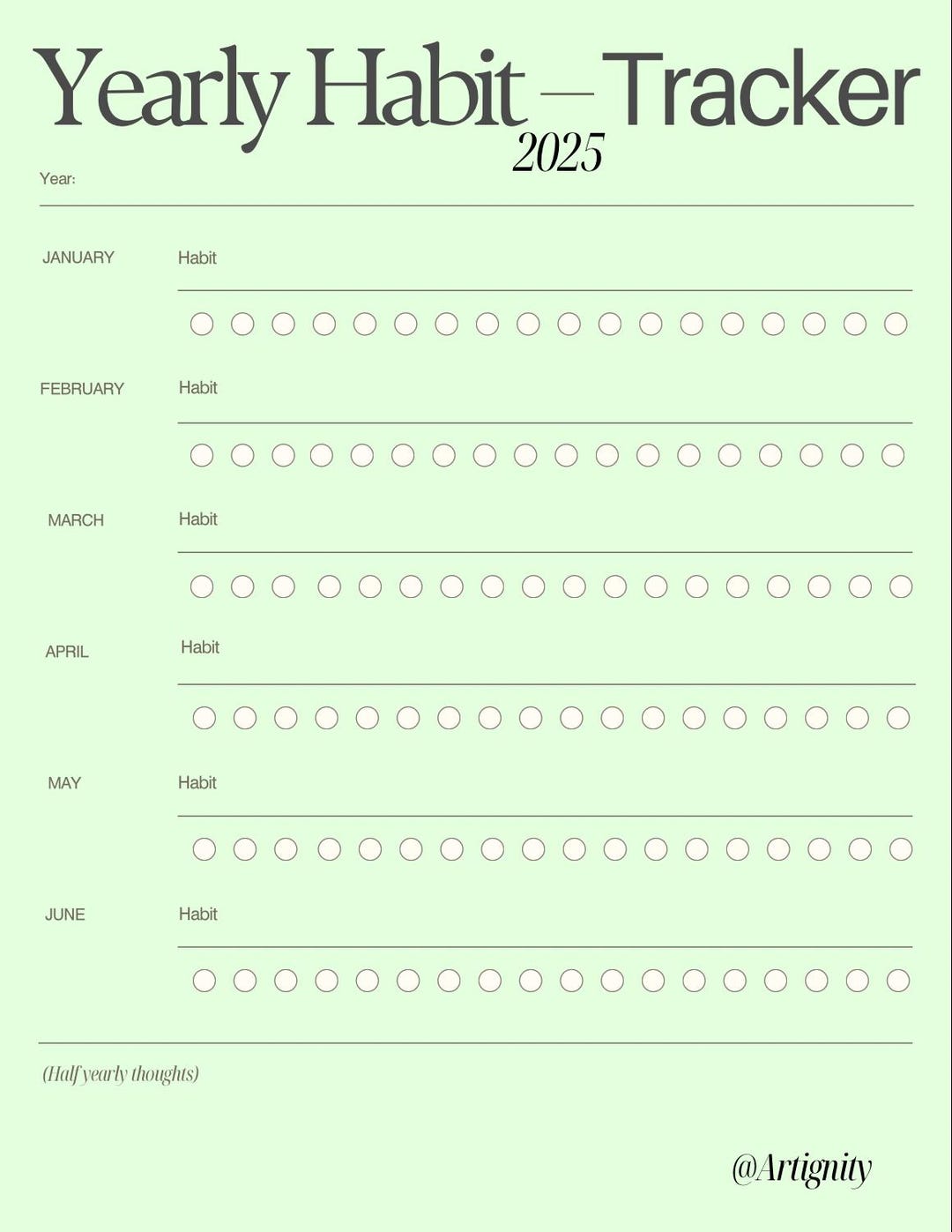 2025 Yearly Habit Tracker Printable Minimalist Design - Etsy