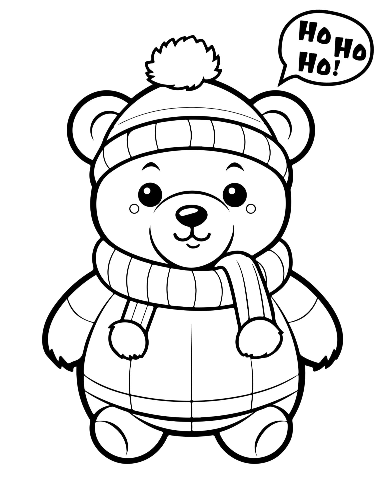 Christmas Teddy Coloring Page - Etsy