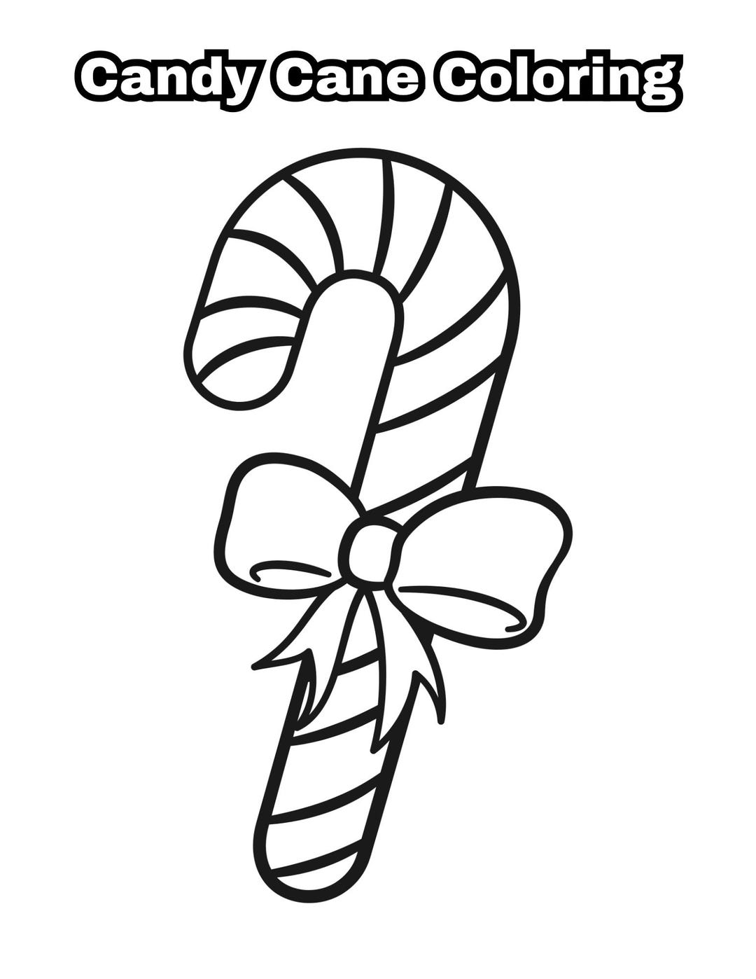 Candy Cane Christmas Coloring Page - Etsy UK
