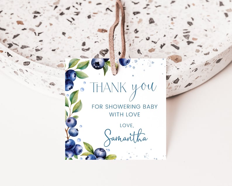 Editable Blueberry Baby Shower Favor Tag, Berry Sweet Blueberry Baby ...