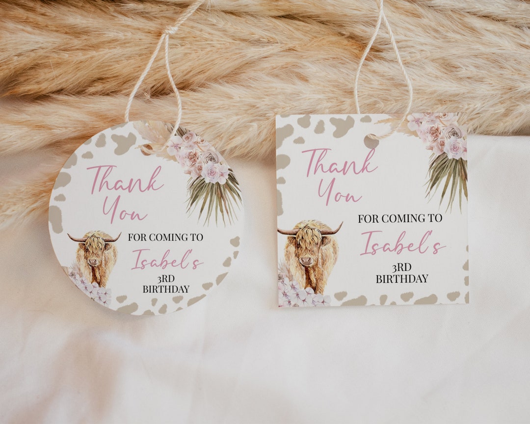Editable Pink Holy Cow Birthday Favor Tag, Let's Party Till the Cows ...