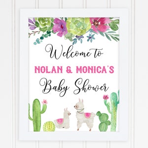 Editable Llama Baby Shower Welcome Sign, Cactus Llama Baby Shower ...