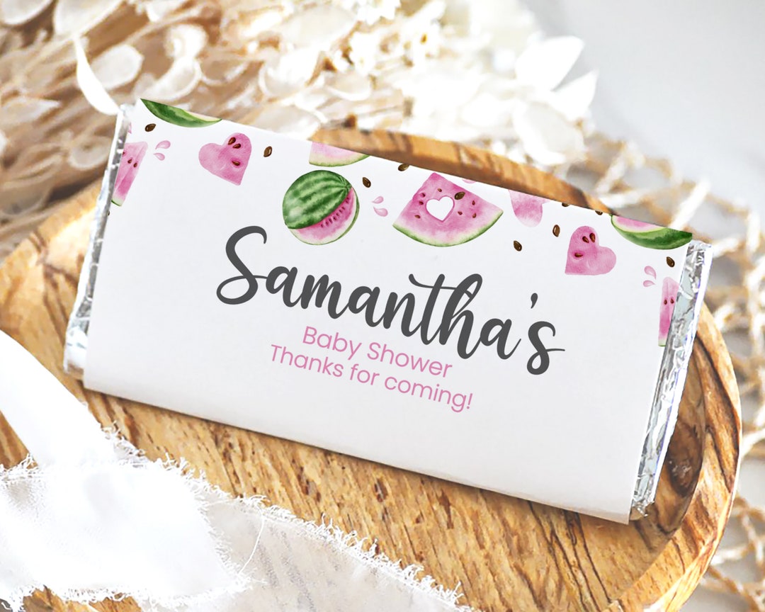 Editable Pink Watermelon Baby Shower Chocolate Wrapper, Watermelon Baby ...