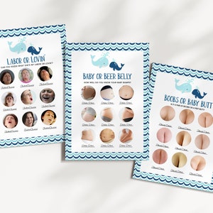 Editable Whale Baby Shower Game Bundle, Blue Whale Baby Shower Games ...