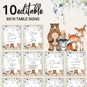Editable Winter Woodland Baby Shower Table Sign, Greenery Winter Babies ...