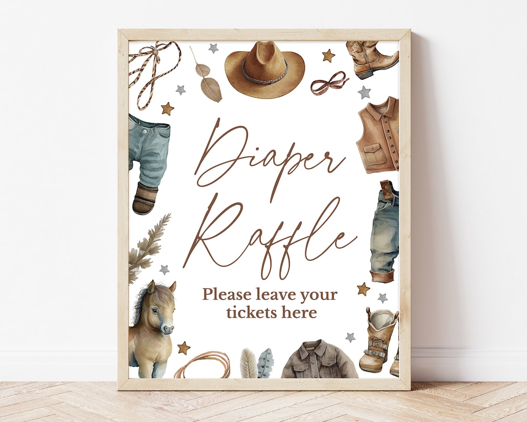 Diaper Raffle Sign A Little Cowboy Baby Shower, West Baby Shower Diaper ...