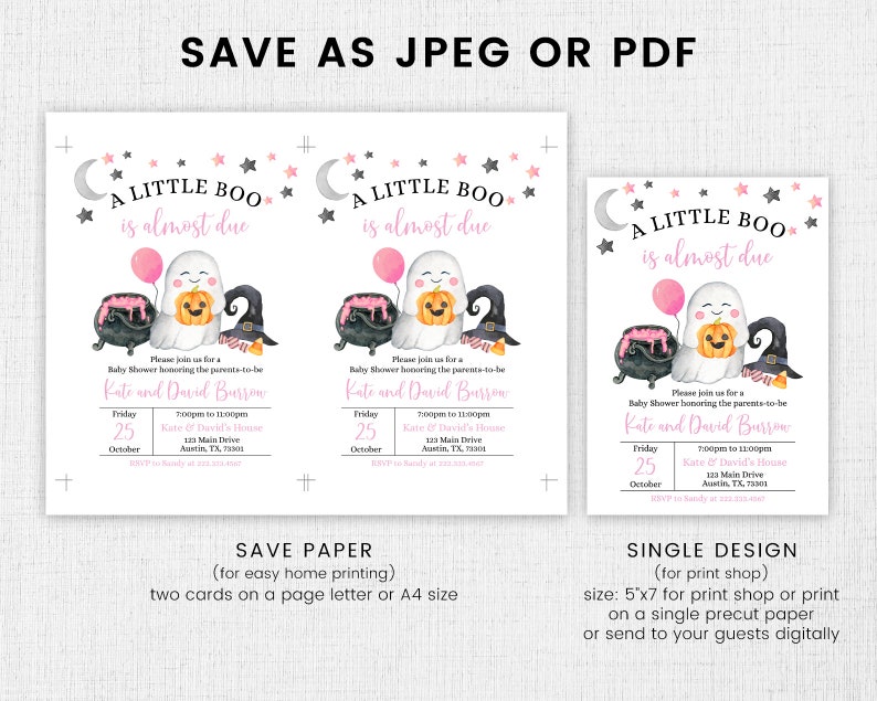 Editable Pink A Little Boo Baby Shower Invitation Bundle Girl - Etsy