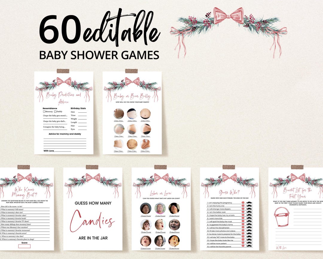 Editable Merry Little Baby Shower Game Bundle, Gender Neutral Christmas ...