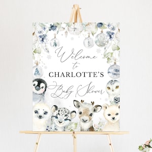 Editable Winter Arctic Animals Baby Shower Welcome Sign - Etsy