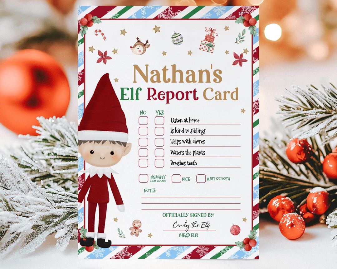 Editable Boy Elf Report Card, Elf Report Card, Elf Nice or Naughty ...