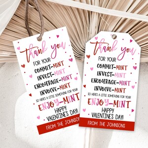 Editable Thank You for Your Commit-mint Valentine Gift Tag, Valentine ...