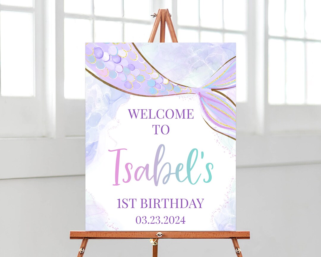Editable Oneder the Sea Mermaid Birthday Welcome Sign, Mermaid Bash ...