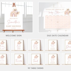 Editable Boho Rainbow Baby Shower Bundle, Rustic Rainbow Baby Shower ...