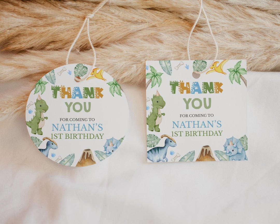 Editable Dinosaur Birthday Favor Tag, One-asaurus Dinosaur Birthday ...