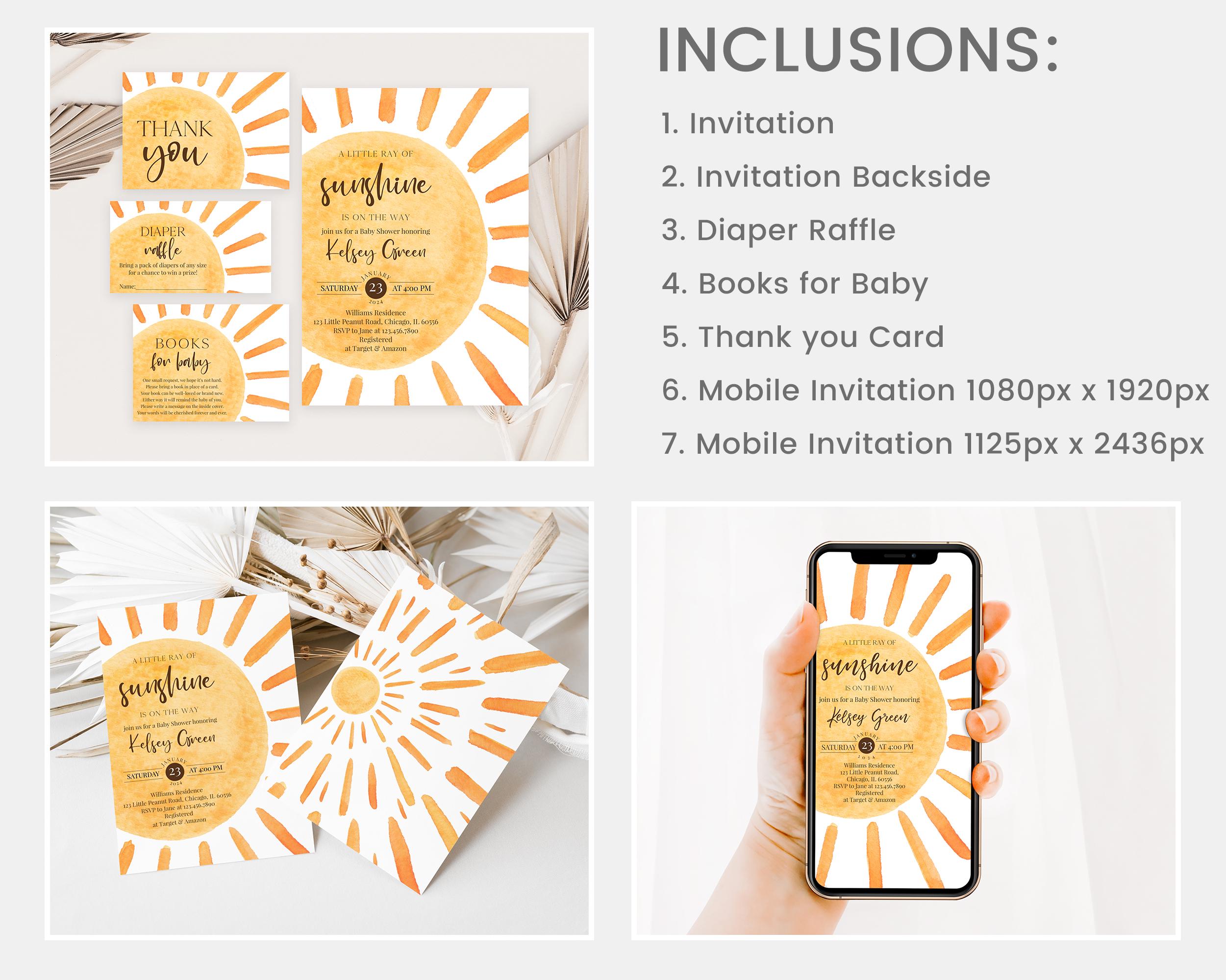 Editable A Little Ray of Sunshine Baby Shower Bundle, Here Comes the ...