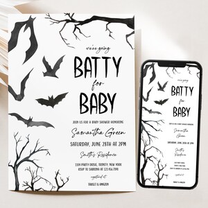 Editable We're Going Batty for Baby Shower Invitation, Gender Neutral ...
