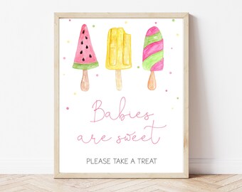 Favors Sign Popsicle Baby Shower, She's Ready to Pop Baby Shower Sign ...