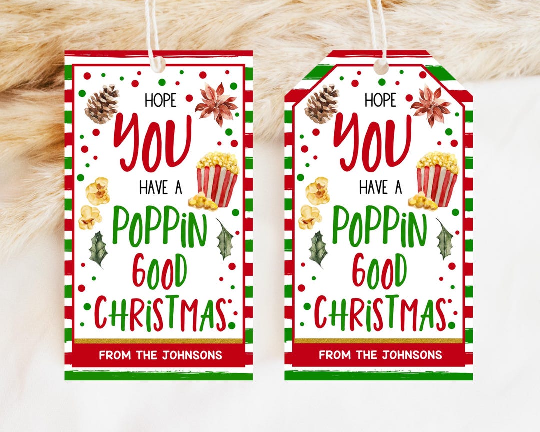Editable Hope You Have a Poppin' Good Christmas Tag, Employee Co-worker ...