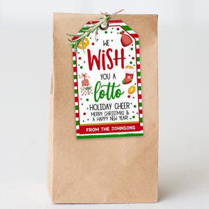 Editable We Wish You a Lotto Holiday Cheer Tag, Lotto Gift Tag, Lottery ...