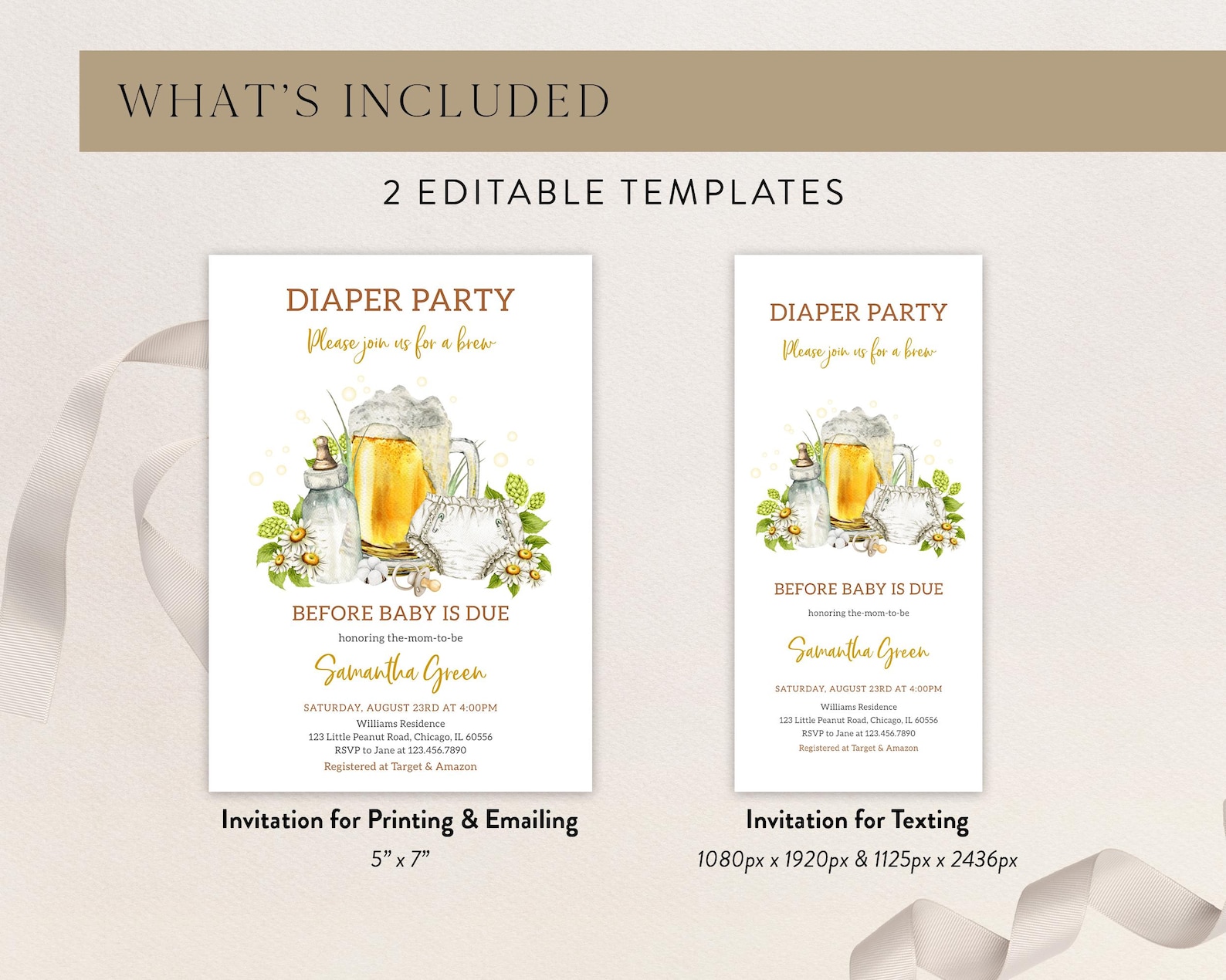 Editable Diaper Party Beer Before Baby is Due Baby Shower Invitation ...