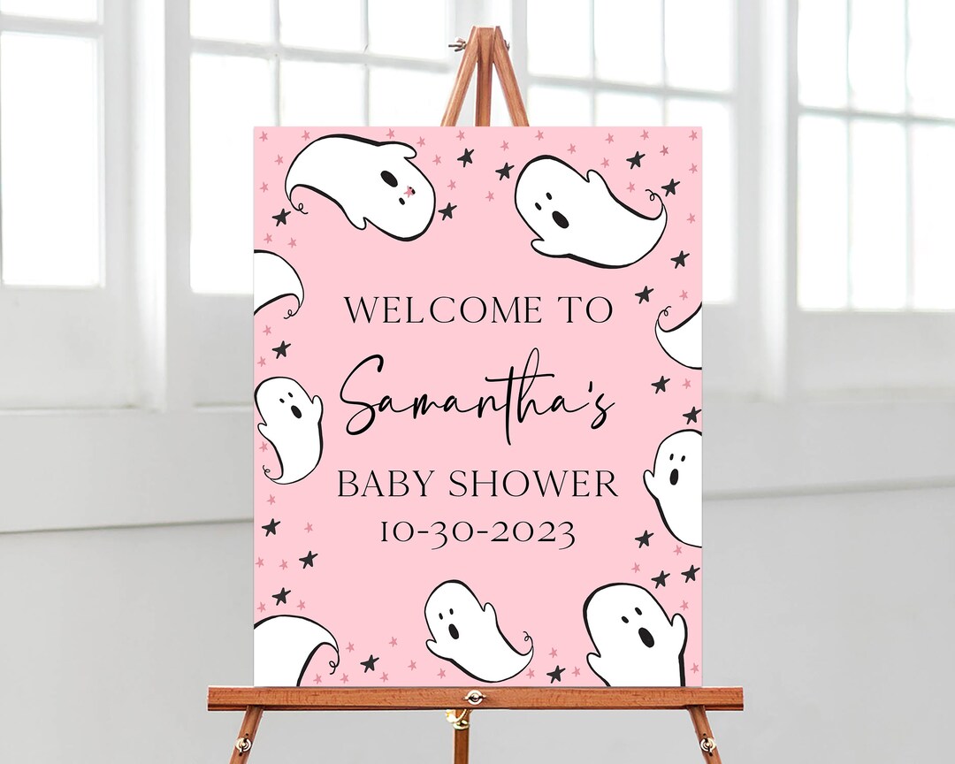 Editable Girl A Little Boo Baby Shower Welcome Sign Pink - Etsy