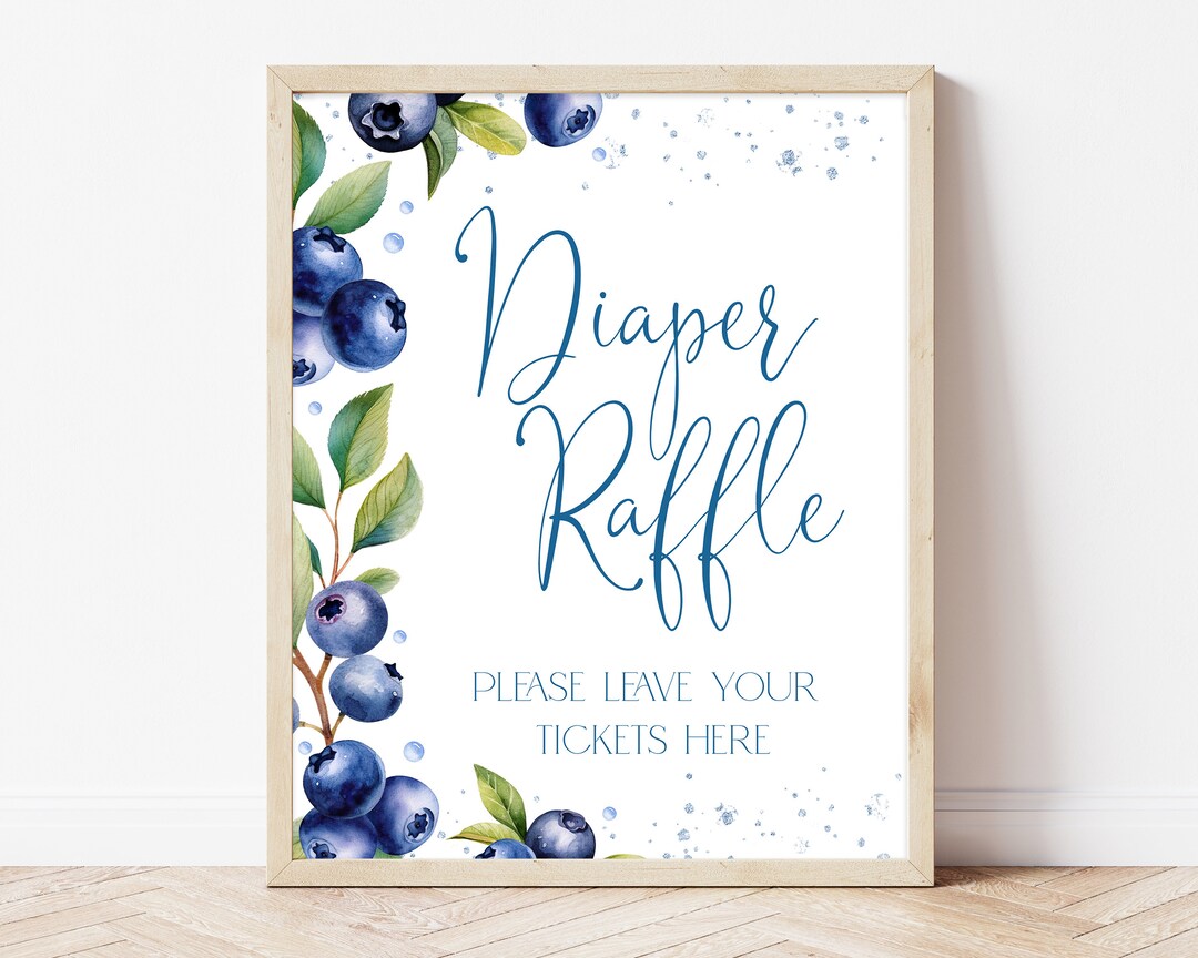 Diaper Raffle Sign Blueberry Baby Shower, Berry Sweet Blueberry Baby ...