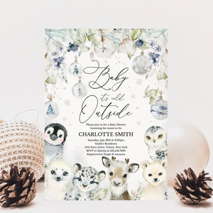 Editable Winter Arctic Animals Baby Shower Invitation Bundle - Etsy