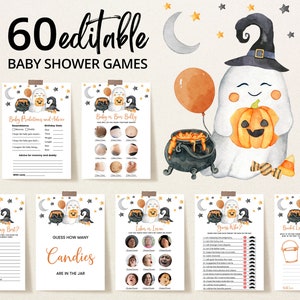 Editable A Little Boo Baby Shower Game Bundle, Gender Neutral Halloween ...