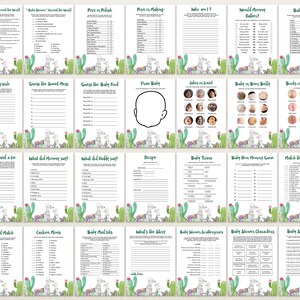 Editable Llama Baby Shower Game Bundle, Cactus Llama Baby Shower Game ...