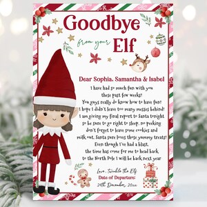 Editable Girl Goodbye Letter From Elf, Printable Elf Farewell Letter ...