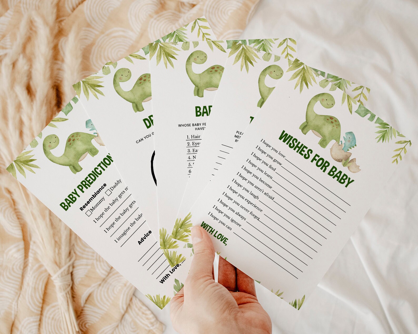 Editable Dinosaur Baby Shower Game Bundle Boho Greenery - Etsy