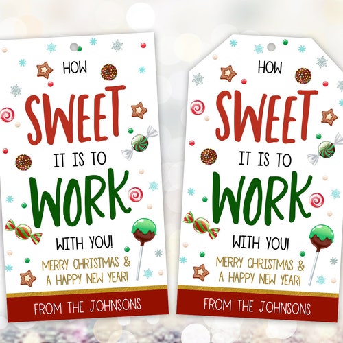 Christmas Coworker Gift Tags How Sweet It is to Work With You - Etsy