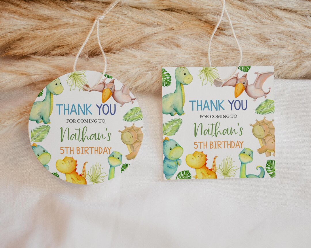 Editable Dinosaur Birthday Favor Tag, Stomp Chomp Rawr Dinosaur ...