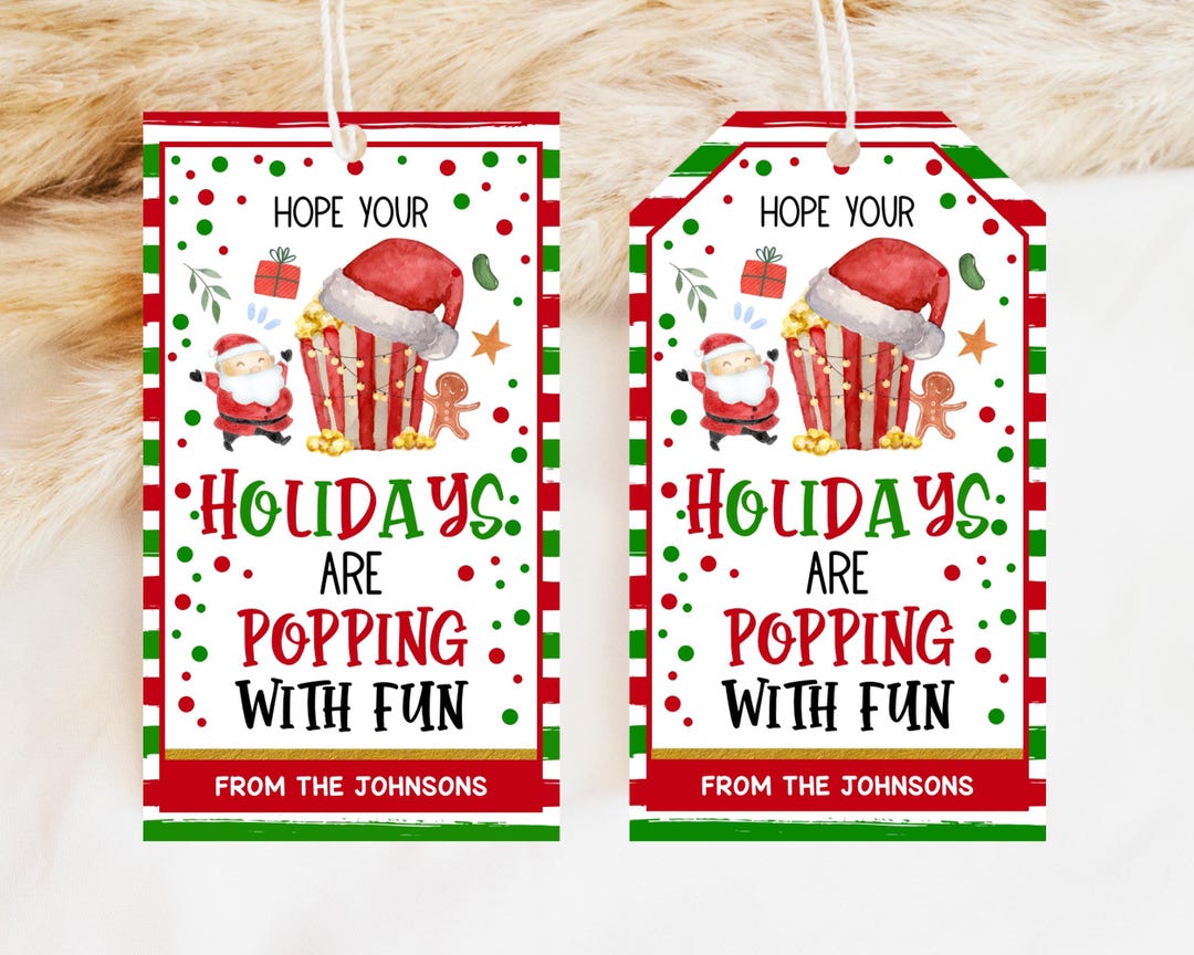 Editable Hope Your Holidays Are Popping With Fun Tag, Employee Co ...